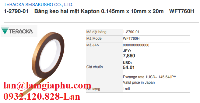 Băng keo 2 mặt TERAOKA SEISAKUSHO